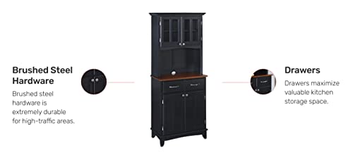 Buffet of Buffet Black with Cherry Wood Top with Hutch by Home Styles