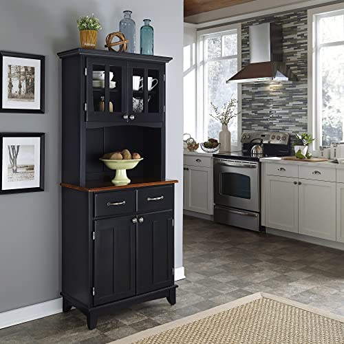 Buffet of Buffet Black with Cherry Wood Top with Hutch by Home Styles