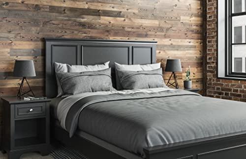 Home Styles Bedford Black Queen Headboard with Raised Panels, Picture Frame Moldings, and Clear Coat Finish