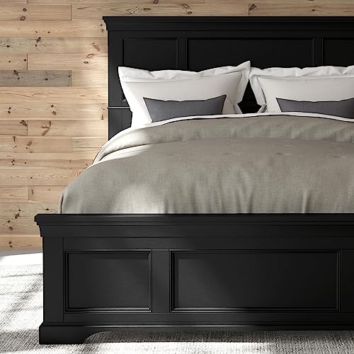 Home Styles Bedford Black Queen Headboard with Raised Panels, Picture Frame Moldings, and Clear Coat Finish