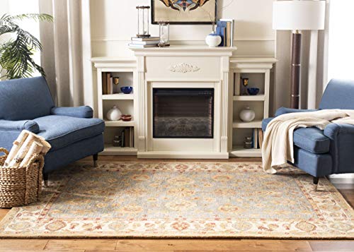 SAFAVIEH Anatolia Collection Accent Rug - 2' x 3', Blue & Ivory, Handmade Traditional Oriental Wool, Ideal for High Traffic Areas in Entryway, Living Room, Bedroom (AN547A)