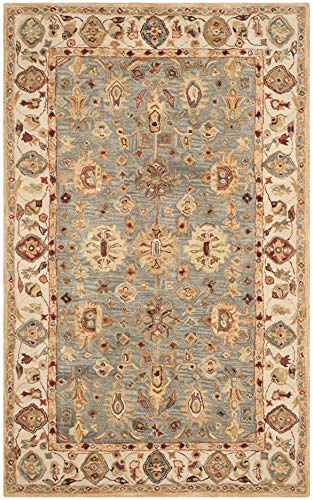 SAFAVIEH Anatolia Collection Accent Rug - 2' x 3', Blue & Ivory, Handmade Traditional Oriental Wool, Ideal for High Traffic Areas in Entryway, Living Room, Bedroom (AN547A)