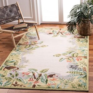 SAFAVIEH Chelsea Collection Accent Rug - 2'6" x 4', Black & Green, Hand-Hooked French Country Wool, Ideal for High Traffic Areas in Entryway, Living Room, Bedroom (HK295B)