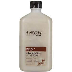 isle of dogs - everyday elements silky coating conditioner for dogs - jasmine + vanilla - moisturizing pet conditioner with aloe leaf juice for a softer, shinier coat - 16.9 oz, (711-16oz)