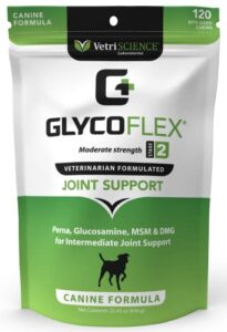 vetriscience glycoflex 2 hip and joint supplement for working and active dog breeds, chicken, 120 chews - joint and mobility support for competitive and maturing dogs