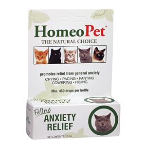 homeopet feline anxiety relief, stress and anxiety support for cats, 15 milliliters