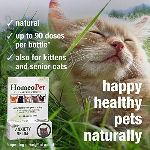 HomeoPet Feline Anxiety Relief, Stress and Anxiety Support for Cats, 15 Milliliters