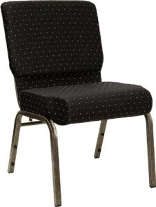 flash furniture hercules series 21''w stacking church chair in black dot patterned fabric - gold vein frame