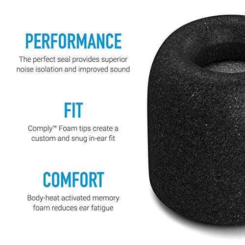 Comply Foam 400 Series Replacement Ear Tips for Bose Quiet Comfort 20, Sennheiser IE 300, Campfire Audio, 7Hertz, NuraLoop & More | Ultimate Comfort | Unshakeable Fit|TechDefender | Medium, 3 Pairs,Black