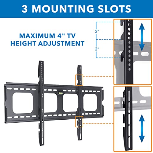 Mount-It! Low-Profile Large TV Mount | Flush TV Wall Mount | Ultra-Slim Fixed TV Mount for 42-70 in. Screen TVs | VESA Compatibility up to 800x400 | 220 lbs Capacity