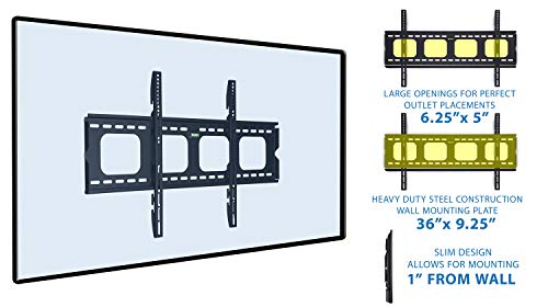 Mount-It! Low-Profile Large TV Mount | Flush TV Wall Mount | Ultra-Slim Fixed TV Mount for 42-70 in. Screen TVs | VESA Compatibility up to 800x400 | 220 lbs Capacity