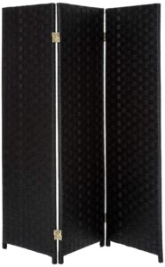 4 ft. short woven fiber folding screen - black - 3 panel