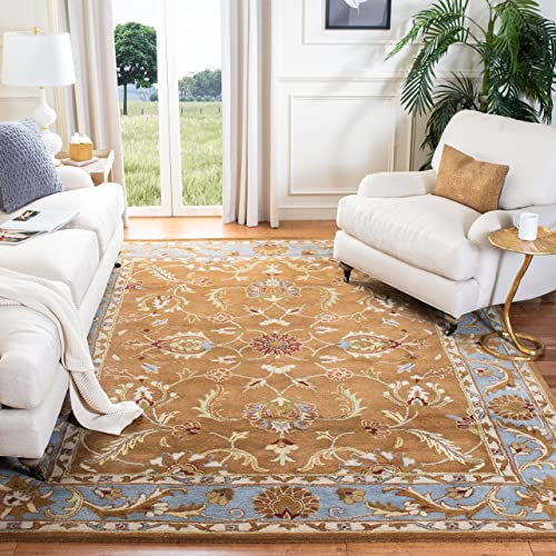 SAFAVIEH Heritage Collection Accent Rug - 2' x 3', Brown & Blue, Handmade Traditional Oriental Wool, Ideal for High Traffic Areas in Entryway, Living Room, Bedroom (HG812A)