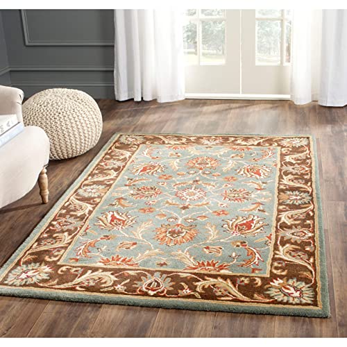 SAFAVIEH Heritage Collection Accent Rug - 2' x 3', Brown & Blue, Handmade Traditional Oriental Wool, Ideal for High Traffic Areas in Entryway, Living Room, Bedroom (HG812A)