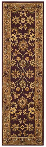 SAFAVIEH Classic Collection 2'3" x 8' Burgundy / Gold CL244A Handmade Traditional Oriental Premium Wool Runner Rug