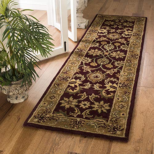 SAFAVIEH Classic Collection 2'3" x 8' Burgundy / Gold CL244A Handmade Traditional Oriental Premium Wool Runner Rug