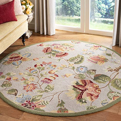 SAFAVIEH Chelsea Collection 4' Round Sage HK331C Hand-Hooked French Country Wool Area Rug