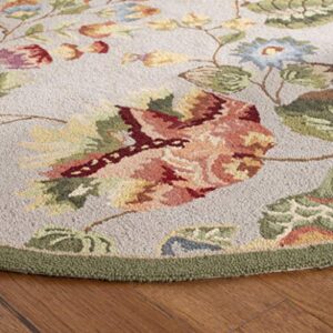 SAFAVIEH Chelsea Collection 4' Round Sage HK331C Hand-Hooked French Country Wool Area Rug