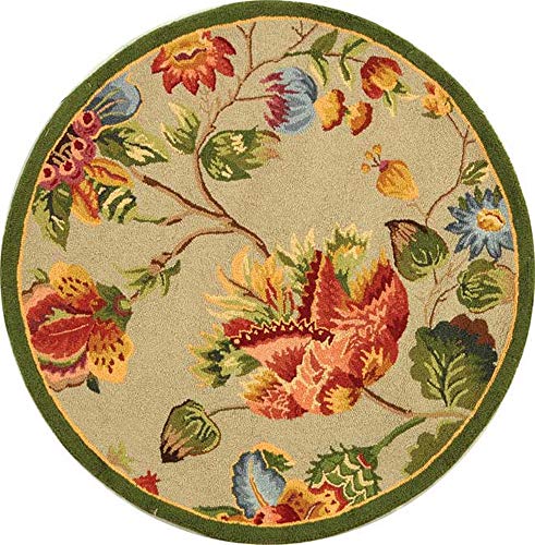 SAFAVIEH Chelsea Collection 4' Round Sage HK331C Hand-Hooked French Country Wool Area Rug