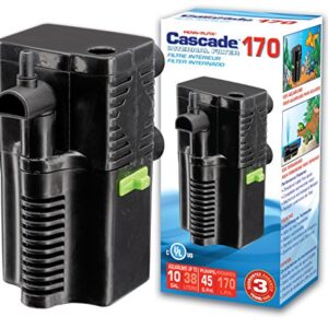 Penn-Plax Cascade 170 Fully Submersible Internal Filter – Provides Physical and Biological Filtration for Freshwater Aquariums, Nano Tanks, Turtle Tanks, and Terrariums