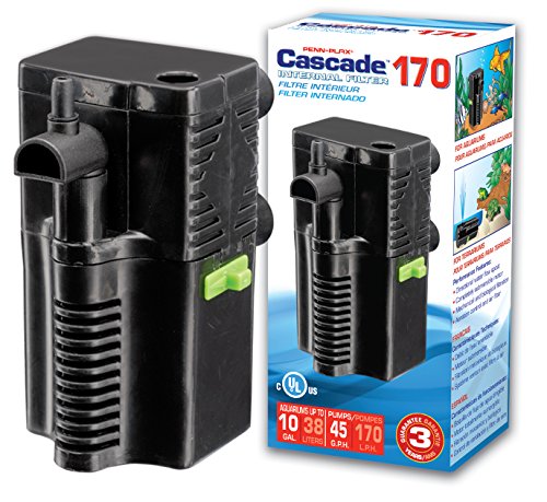 Penn-Plax Cascade 170 Fully Submersible Internal Filter – Provides Physical and Biological Filtration for Freshwater Aquariums, Nano Tanks, Turtle Tanks, and Terrariums