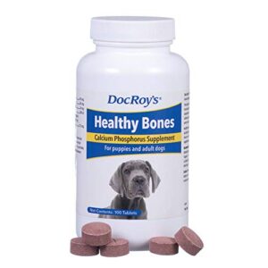 revival animal health doc roy's healthy bones - calcium phosphorus supplement for dogs & puppies - 100ct tablets