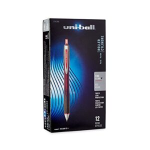 uni-ball rt retractable roller ball pens, fine point, red ink, pack of 12