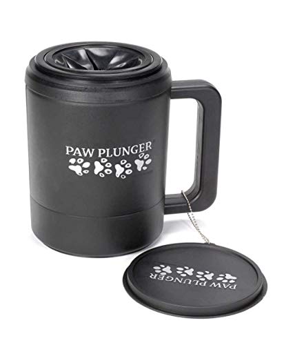 Paw Plunger - The Muddy Paw Cleaner for Dogs - Saves Carpet, Furniture, Bedding, Cars from Dirty Paw Prints - Use This Dog Paw Washer After Walks - Soft Bristles and Handle - Large, Black