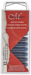 manuscript pen mc0461as fountain pen ink cartridges, black/blue/sepia, 12-pack