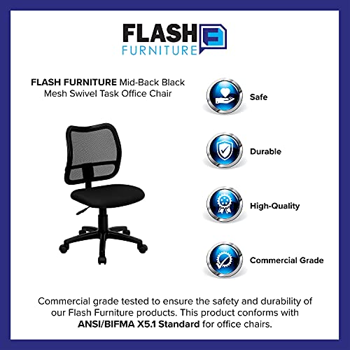 Flash Furniture Alber Mid-Back Black Mesh Swivel Task Office Chair