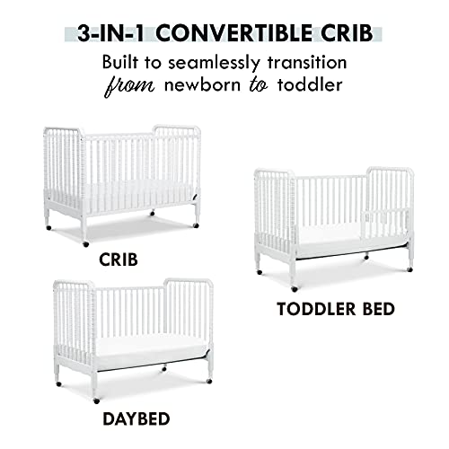 DaVinci Jenny Lind 3-in-1 Convertible Crib in White, Removable Wheels, Greenguard Gold (Mattress Not Included)