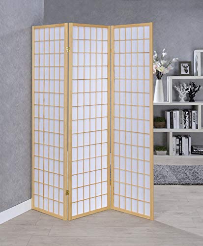 Coaster Home Furnishings 3-Panel Folding Screen Natural and White 4621