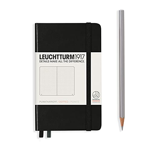 LEUCHTTURM1917 - Notebook Hardcover Pocket A6-187 Numbered Pages for Writing and Journaling (Black, Dotted)