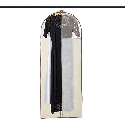 Smart Design Gusseted Garment Bag Hanger - (24 x 62 Inch) - Clothing Storage Cover - Includes Zipper Closure & Travel Loop - Suits, Dresses Travel Closet Organization - [Beige]