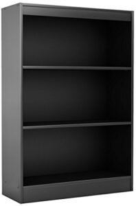 south shore axess 3-shelf bookcase, pure black