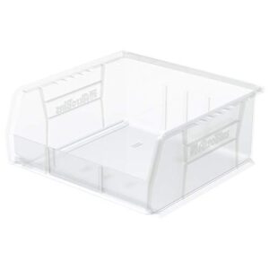 akro-mils 30235 akrobins plastic hanging stackable storage organizer bin, 11-inch x 11-inch x 5-inch, clear, 6-pack