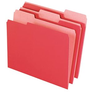 office depot file folders, letter, 1/3 cut, red, box of 100, 97662