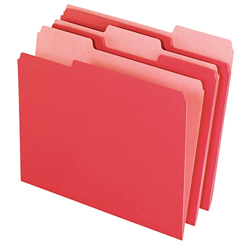 Office Depot File Folders, Letter, 1/3 Cut, Red, Box of 100, 97662