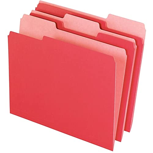 Office Depot File Folders, Letter, 1/3 Cut, Red, Box of 100, 97662