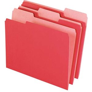 Office Depot File Folders, Letter, 1/3 Cut, Red, Box of 100, 97662