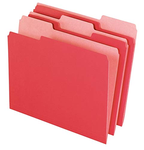 Office Depot File Folders, Letter, 1/3 Cut, Red, Box of 100, 97662