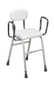 drive medical 12455 adjustable height stool with back and arms white