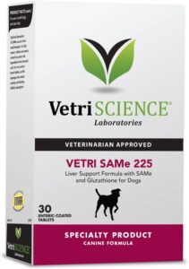 vetriscience vetri-same advanced liver support supplement for dogs with glutathione, 225mg tablets