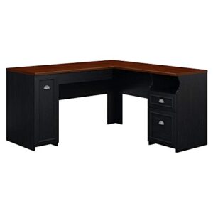 bush furniture fairview l shaped desk in antique black