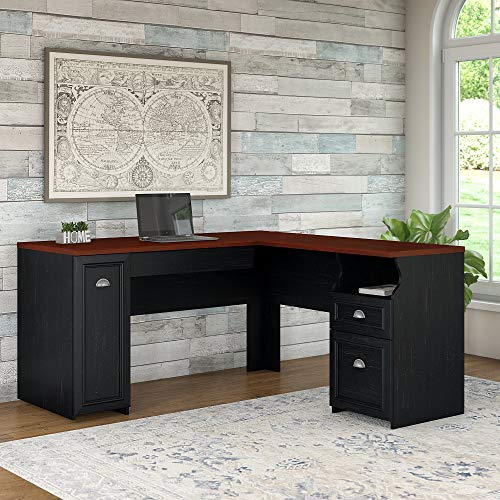 Bush Furniture Fairview L Shaped Desk in Antique Black