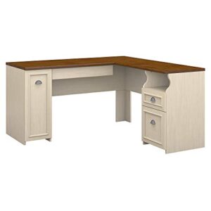 bush furniture fairview l shaped desk in antique white