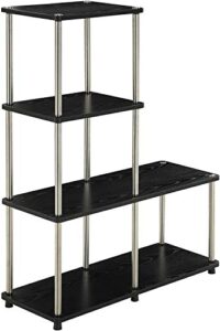 convenience concepts designs2go 4 tier multi shelf "l" bookshelf, black