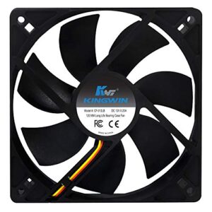 Kingwin 120mm Silent Fan for Computer Cases, Mining Rig, CPU Coolers, Computer Cooling Fan, Long Life Bearing, and Provide Excellent Ventilation Black CF-012LB