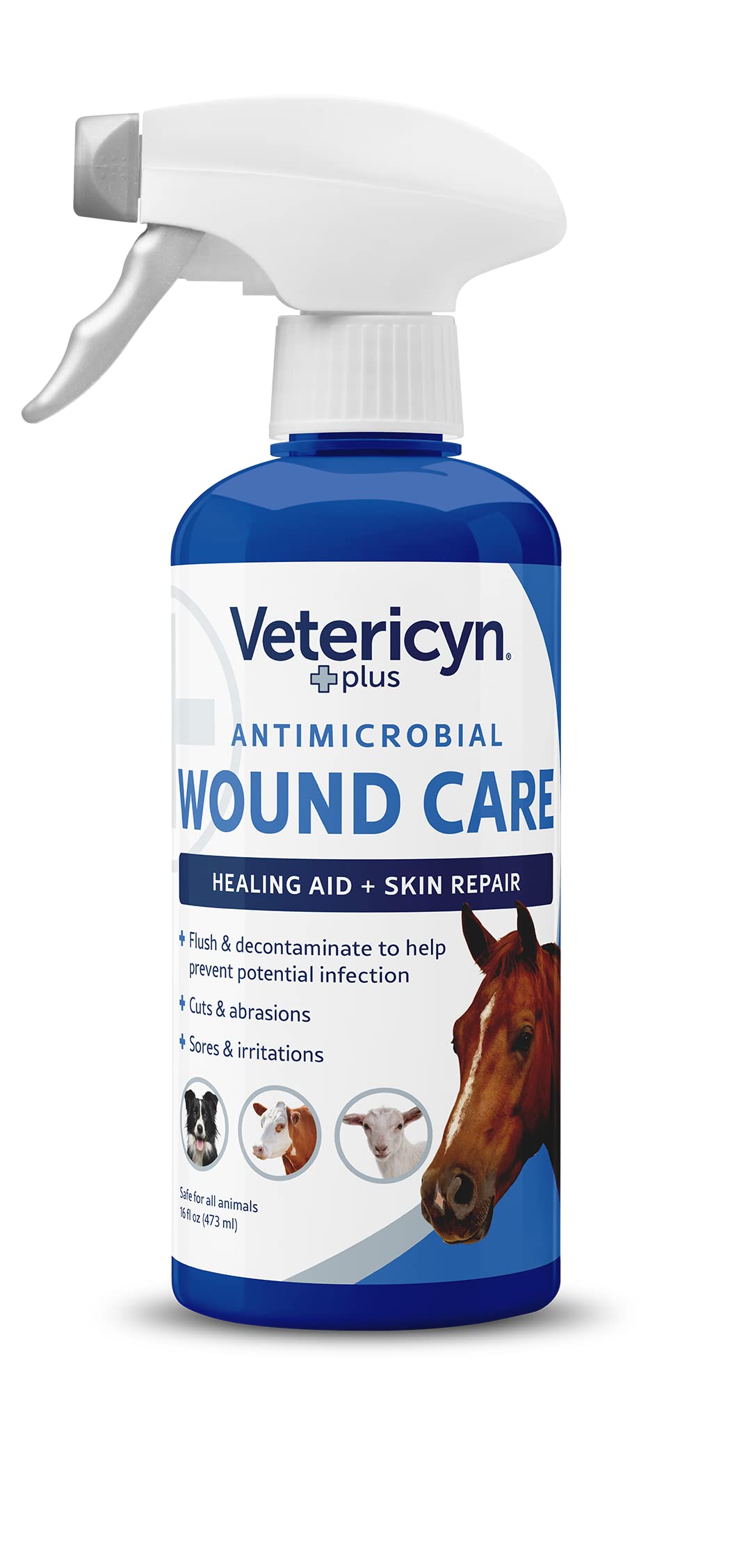 Vetericyn Plus Horse Wound Care Spray | Equine Healing Aid and Skin Repair, Clean Wounds, Relieve Itchy Skin. 16 ounces