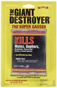 the giant destroyer (gas killer) (12/4pk total) 48 kills moles, gophers, woodchucks, norway rats, skunks, ground squirrels in their holes, tunnels, burrows. no dealing w/ dead pest, better than traps